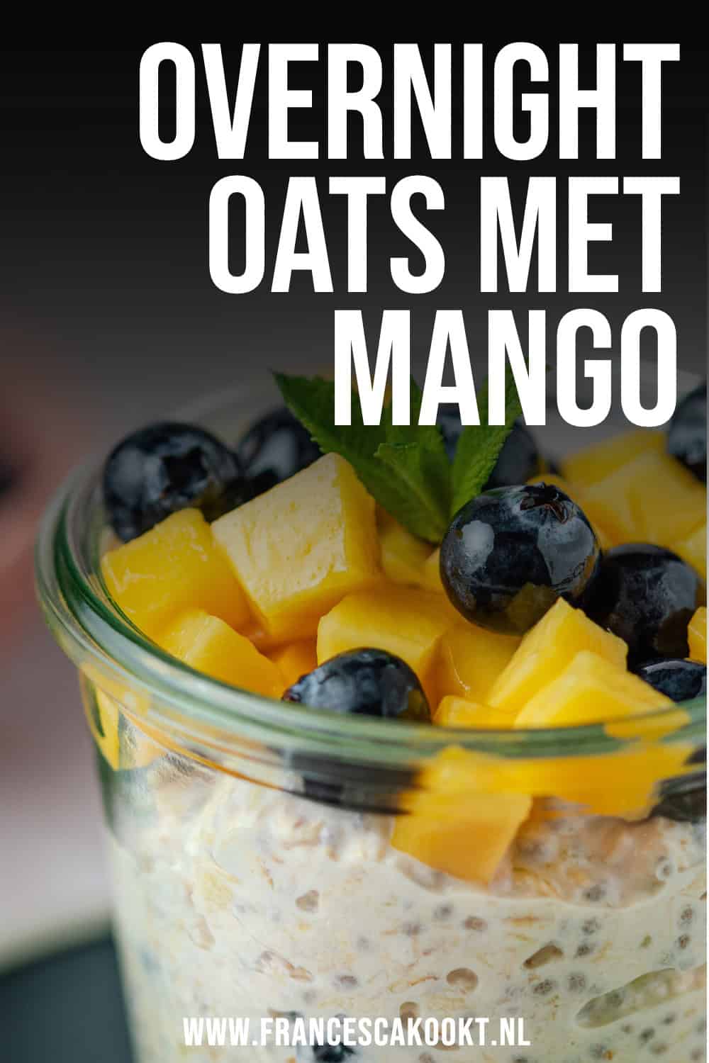 Overnight oats met mango en chiazaad - Francesca Kookt